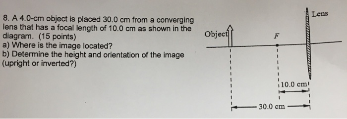 Solved Lens Objectif 8. A 4.0-cm object is placed 30.0 cm | Chegg.com