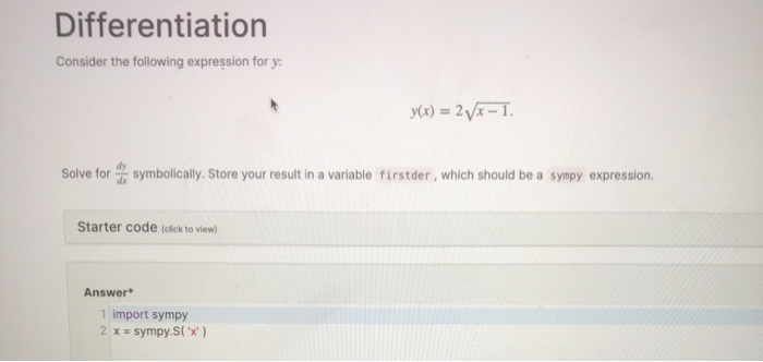 Solved Differentiation Consider the following expression for | Chegg.com