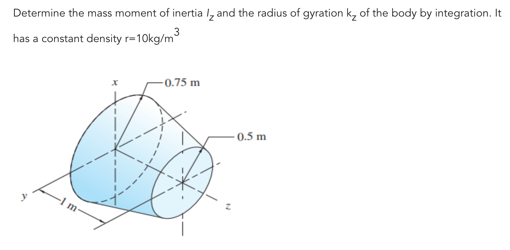 Solved Determine the mass moment of inertia Iz ﻿and the | Chegg.com