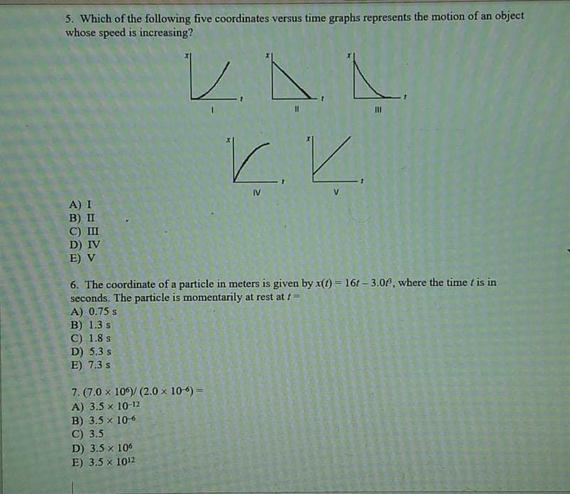 Solved 5 Which Of The Following Five Coordinates Versus