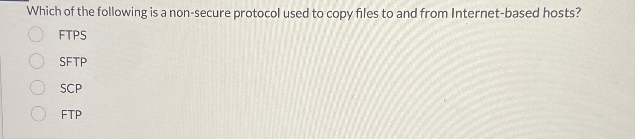 Solved Which of the following is a non-secure protocol used | Chegg.com