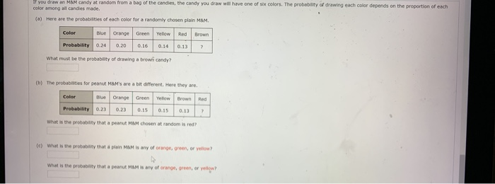 Solved If you draw an MAM candy at random from a bag of the | Chegg.com