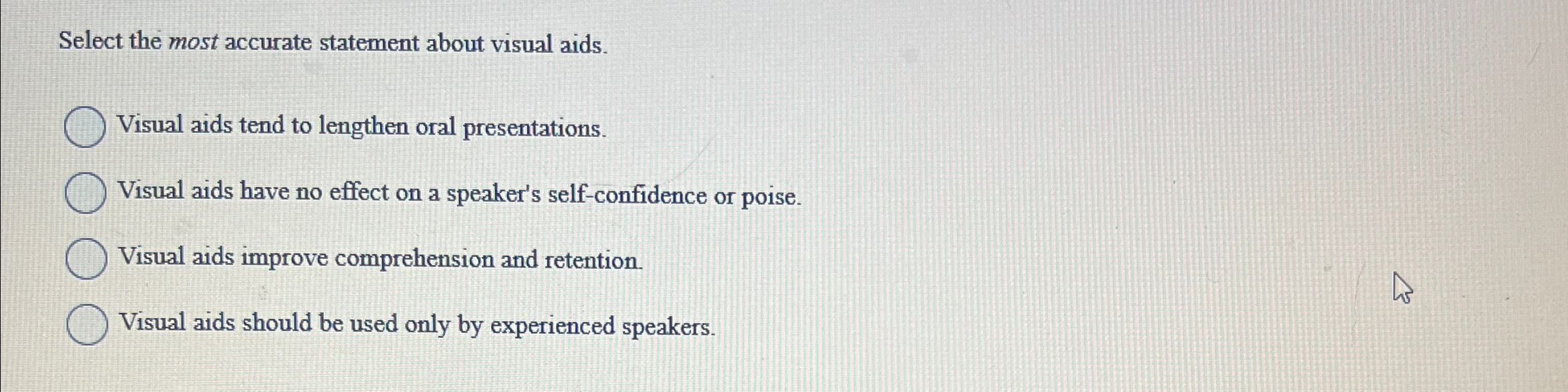 Solved Select the most accurate statement about visual | Chegg.com