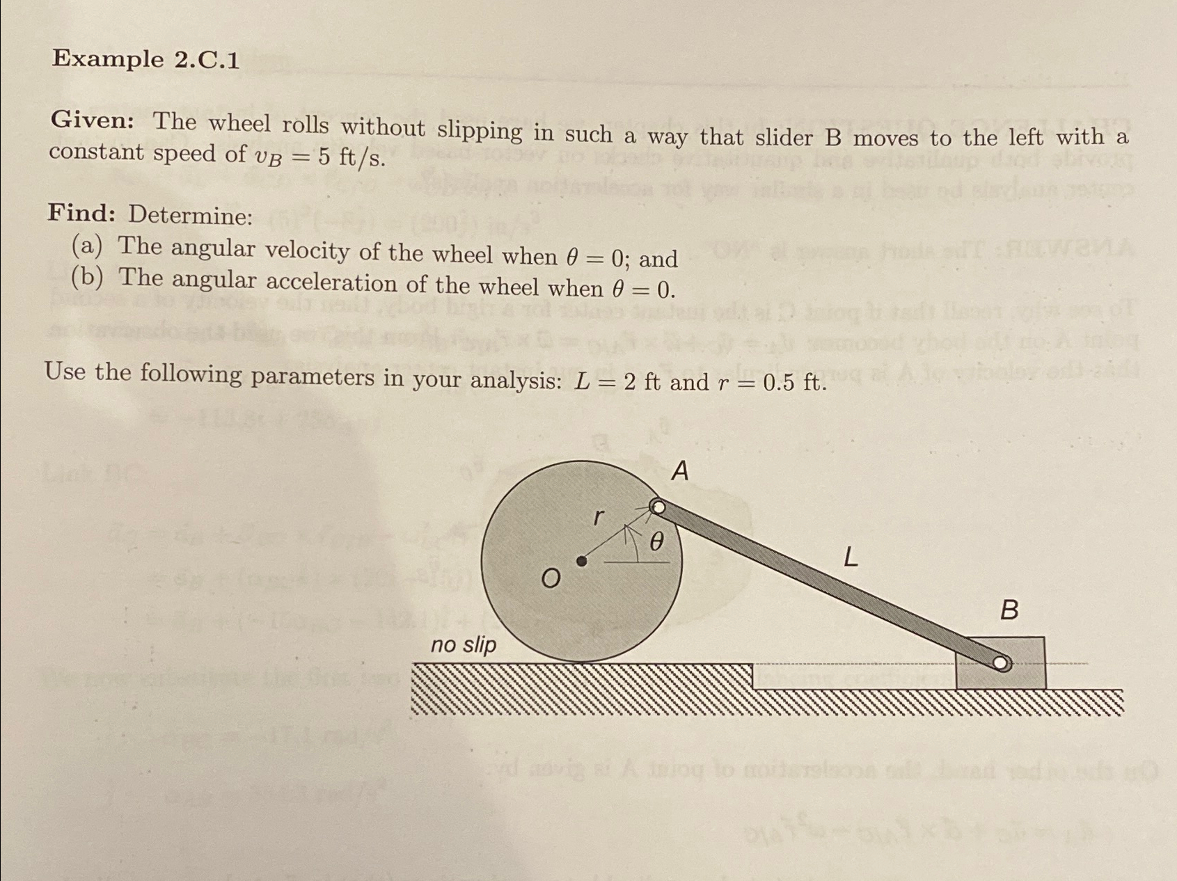 Solved Example 2.C. 1Given: The wheel rolls without slipping | Chegg.com