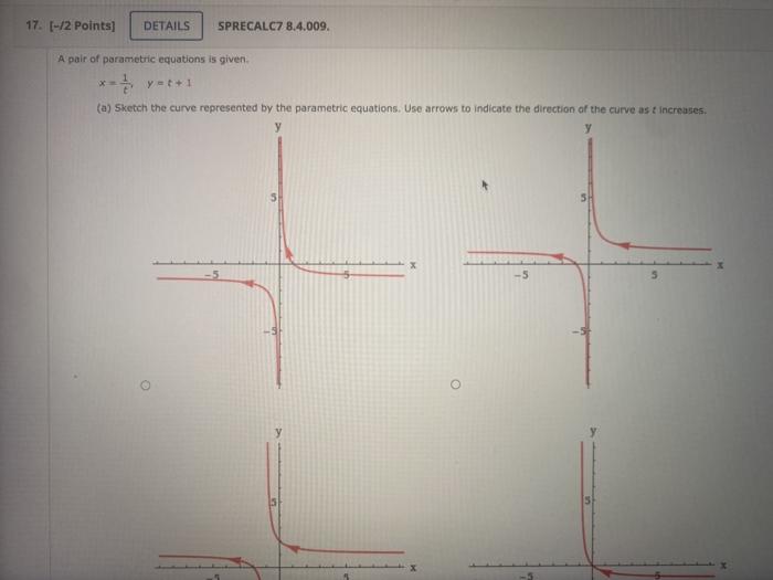 Solved 17. [-12 Points] DETAILS SPRECALC7 8.4.009. A pair of | Chegg.com
