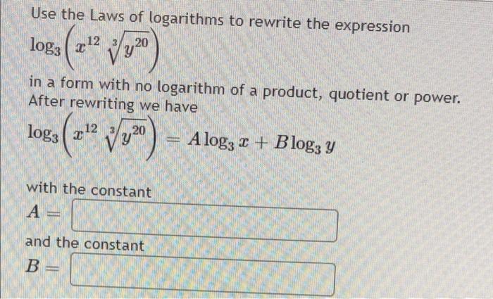 Solved Use the Laws of logarithms to rewrite the expression | Chegg.com