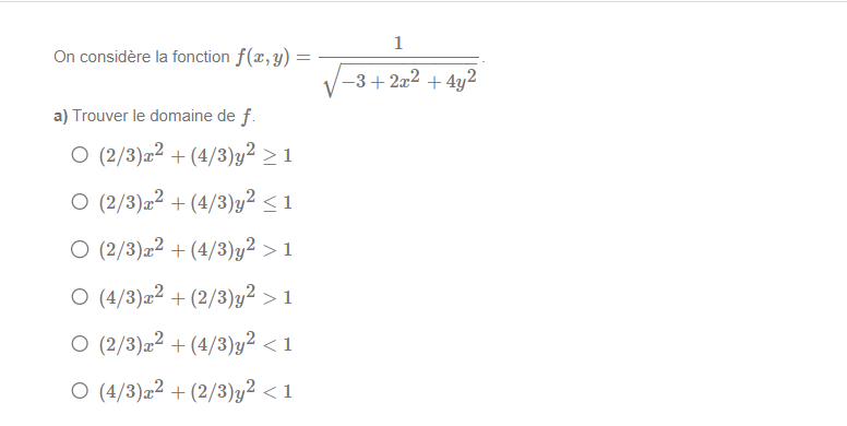 Solved On considère la fonction f(x,y)=1-3+2x2+4y22.a) | Chegg.com