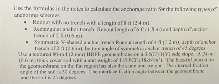Use the formulas in the notes to calculate the | Chegg.com