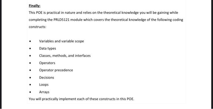 Solved Finally: This POE is practical in nature and relies | Chegg.com