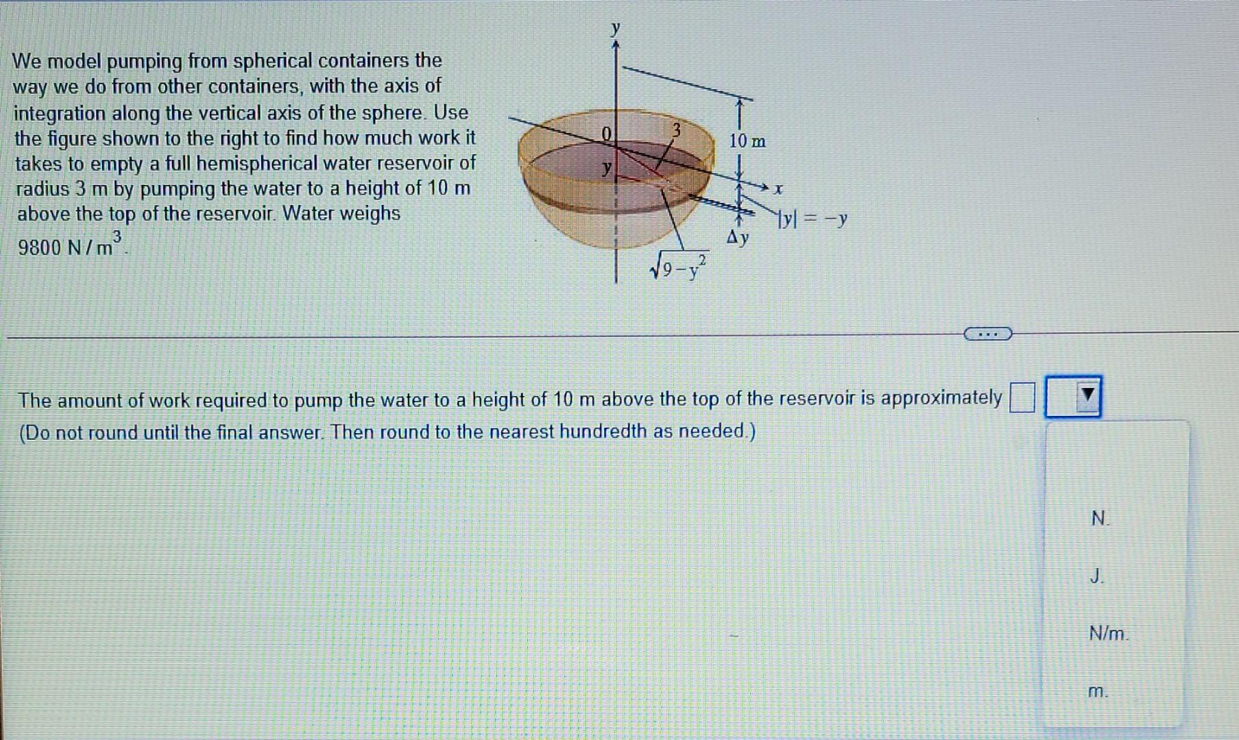 Solved у 0 3 10 m We model pumping from spherical containers | Chegg.com