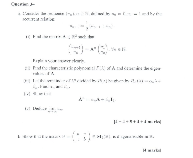 Solved Question 3-a Consider the sequence (un),ninI, defined | Chegg.com