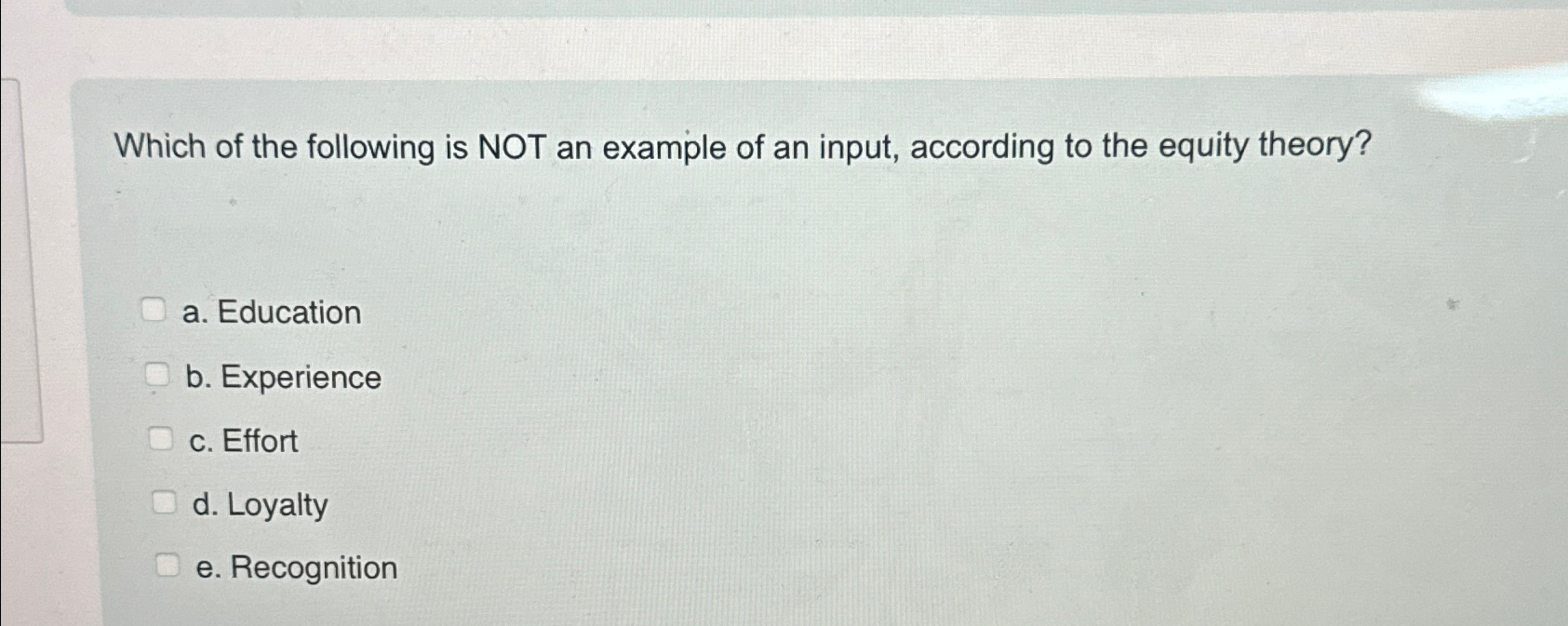 Solved Which of the following is NOT an example of an input, | Chegg.com