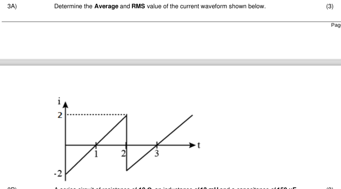Solved 3A)Determine the Average and RMS value of the current | Chegg.com
