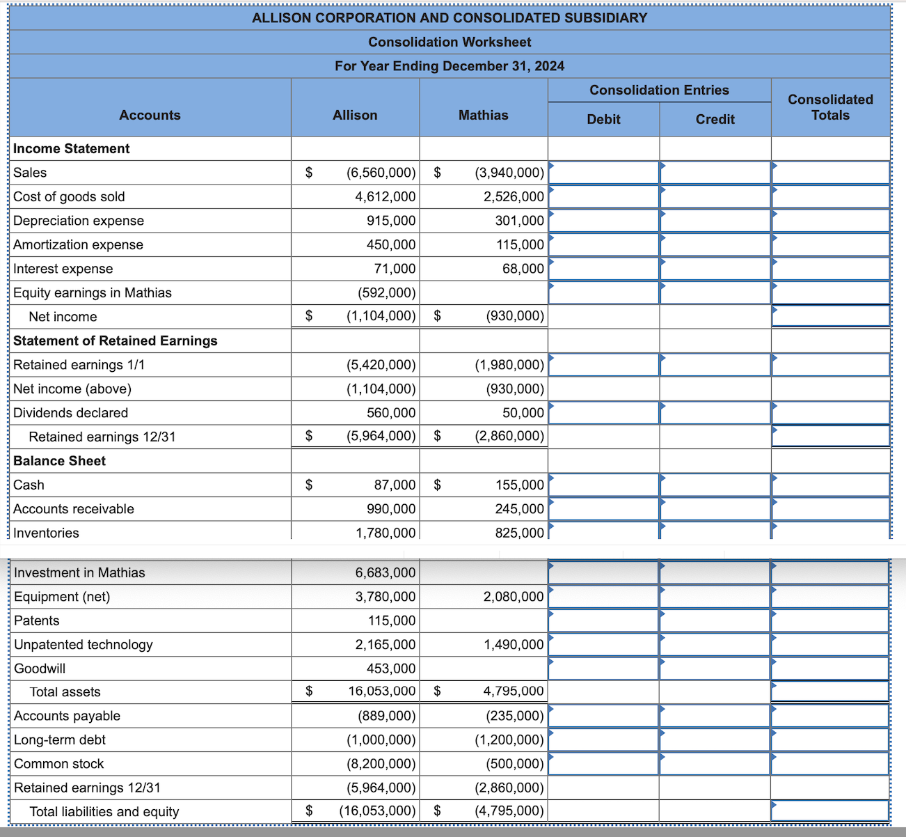 Solved ONLY NEED B WILL UP VOTEAllison Corporation acquired | Chegg.com