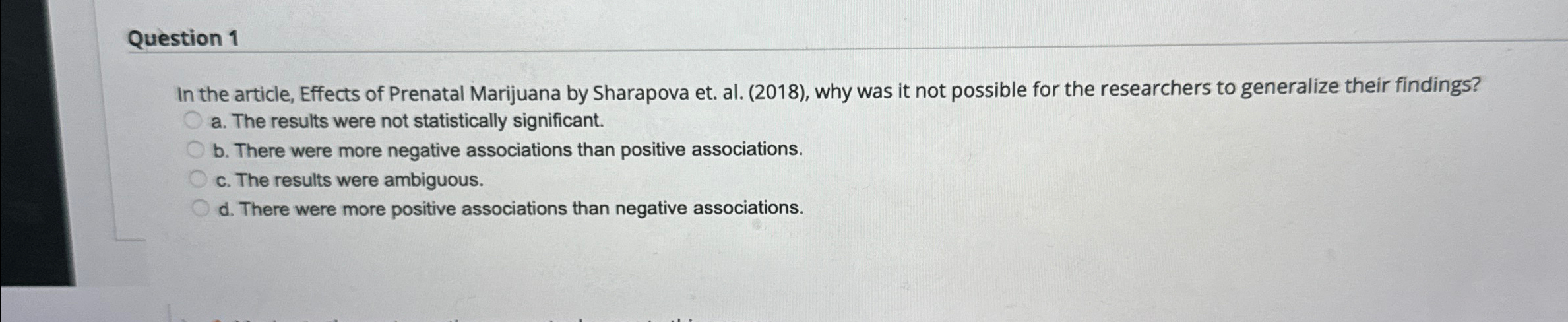Solved Question 1In the article, Effects of Prenatal | Chegg.com