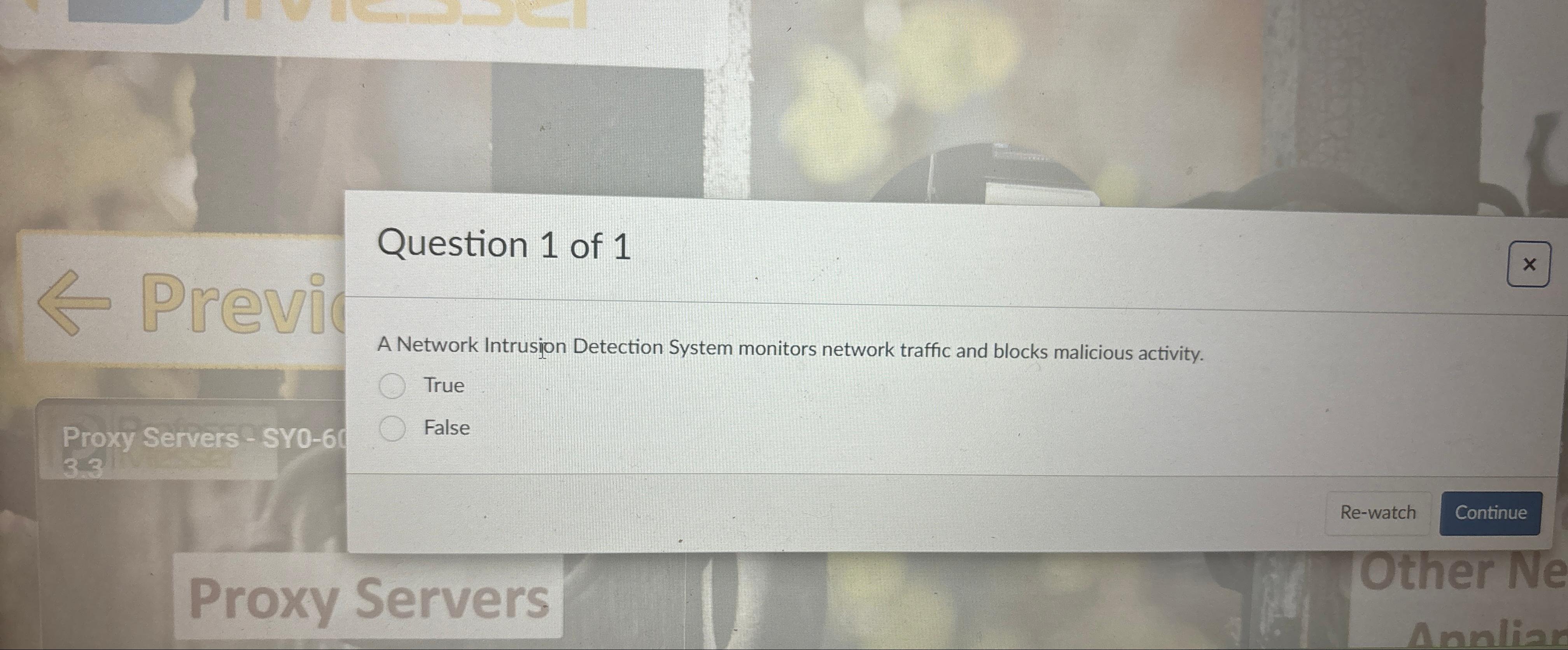 Solved Question 1 ﻿of 1xA Network Intrusion Detection System | Chegg.com