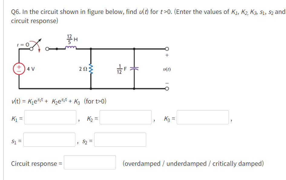Solved Q6. ﻿In the circuit shown in figure below, find u(t) | Chegg.com