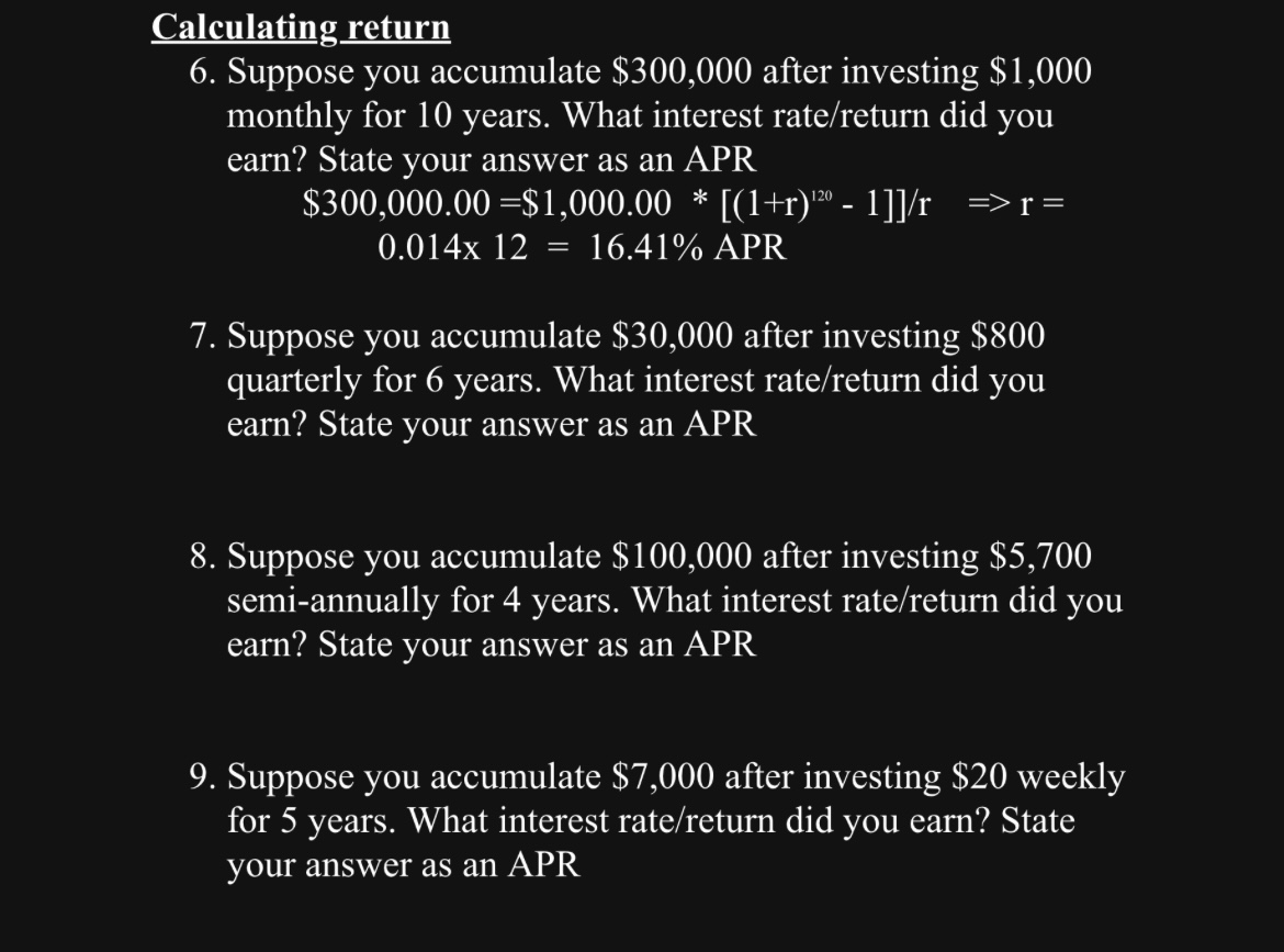 Solved Calculating returnSuppose you accumulate $300,000 | Chegg.com