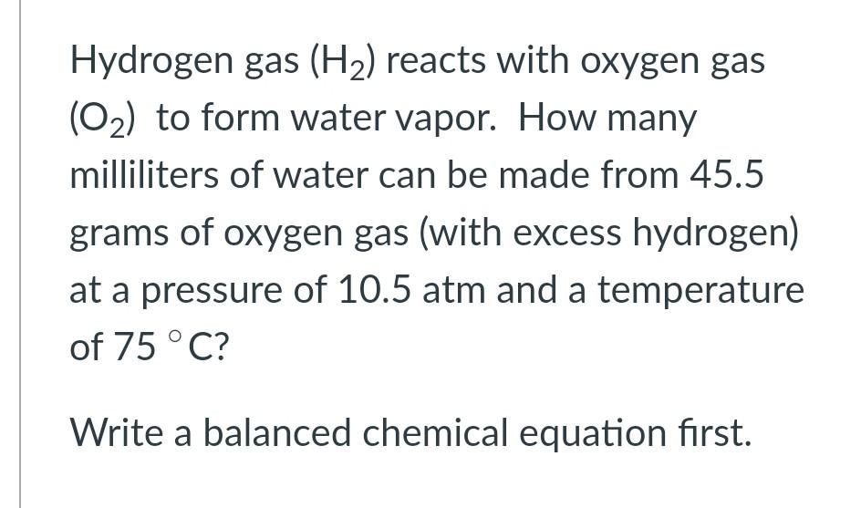 Solved Hydrogen gas (H2) reacts with oxygen gas (O2) to form | Chegg.com