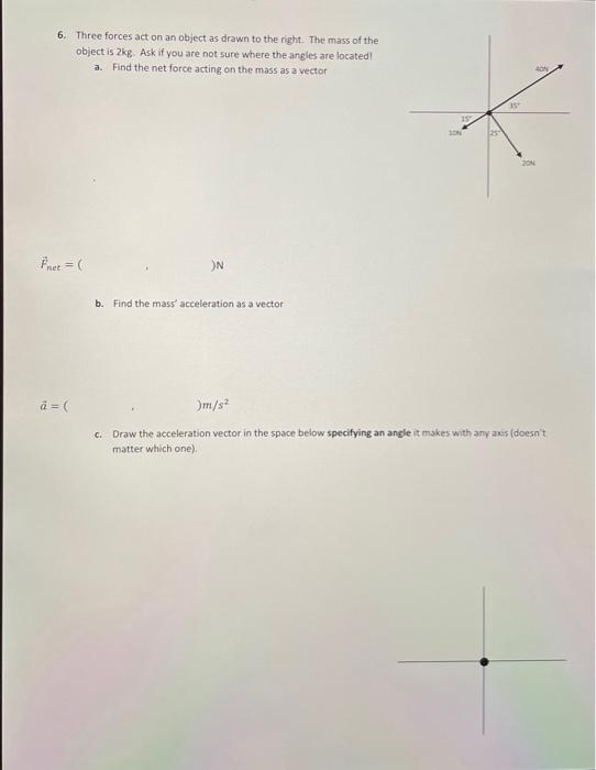 Solved 6 Three Forces Act On An Object As Drawn To The