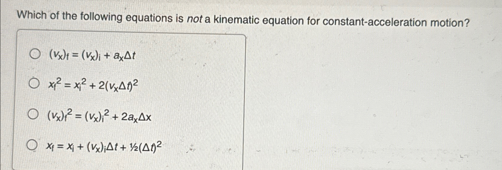 Solved Which of the following equations is not a kinematic | Chegg.com