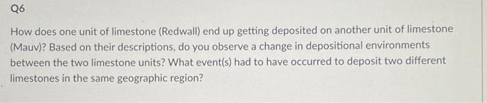 Solved How does one unit of limestone (Redwall) end up | Chegg.com