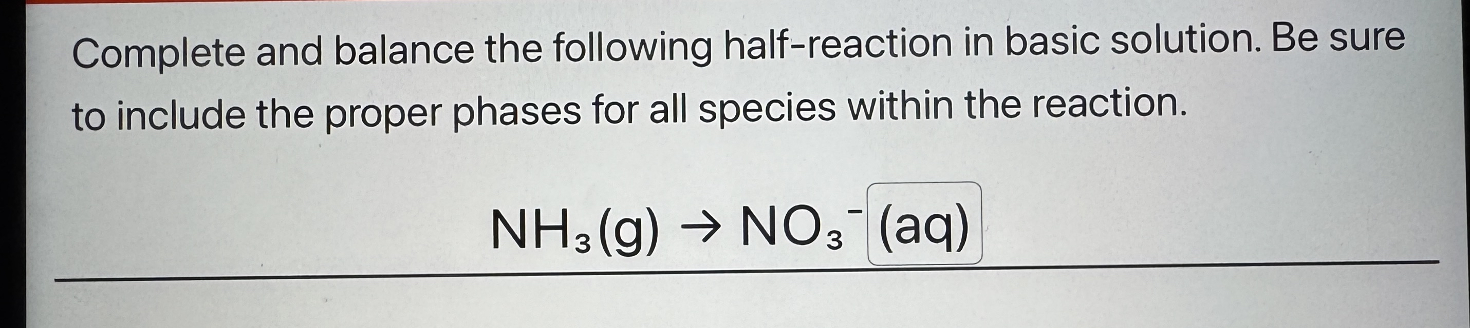 Solved Complete and balance the following half-reaction in | Chegg.com