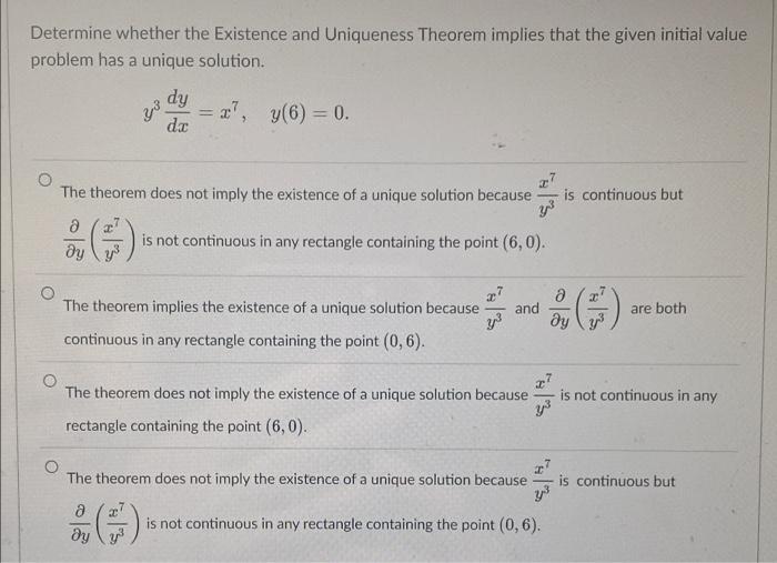 Solved Determine whether the Existence and Uniqueness | Chegg.com