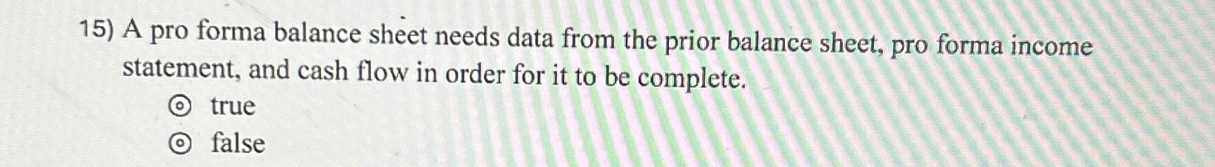 Solved A pro forma balance sheet needs data from the prior | Chegg.com