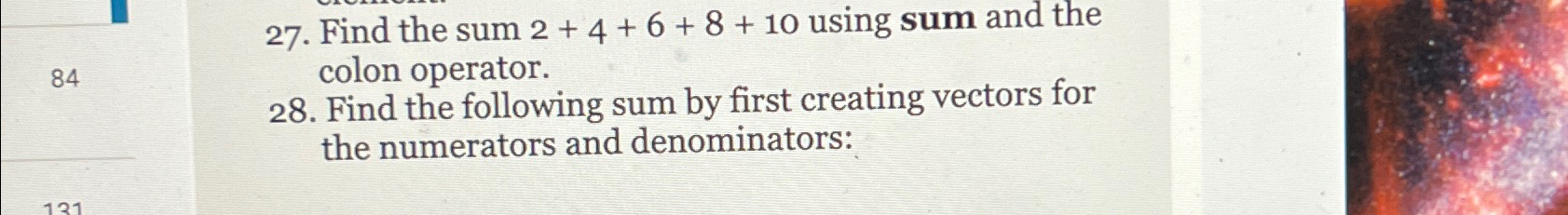 Solved Find the sum 2+4+6+8+10 ﻿using sum and tecolon | Chegg.com