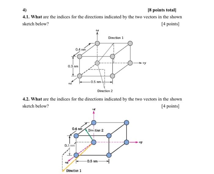 Solved 4) [8 points total] 4.1. What are the indices for the | Chegg.com