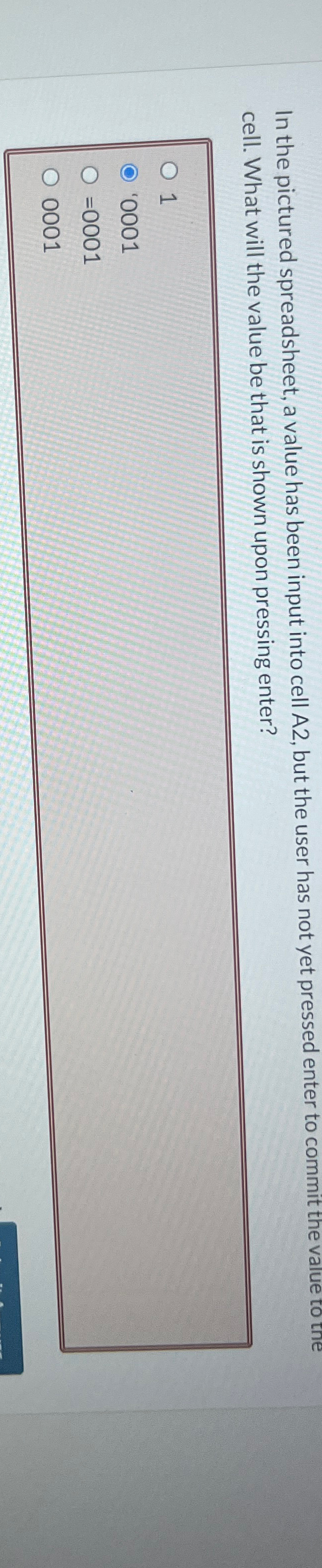 Solved In the pictured spreadsheet, a value has been input | Chegg.com