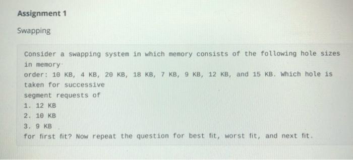 Solved Assignment 1 Swapping Consider a swapping system in | Chegg.com