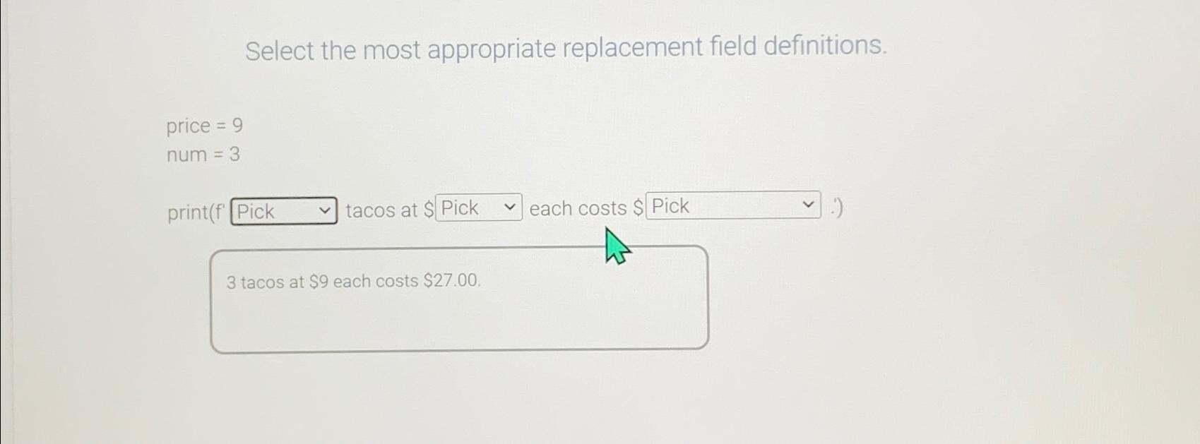 Solved Select the most appropriate replacement field | Chegg.com