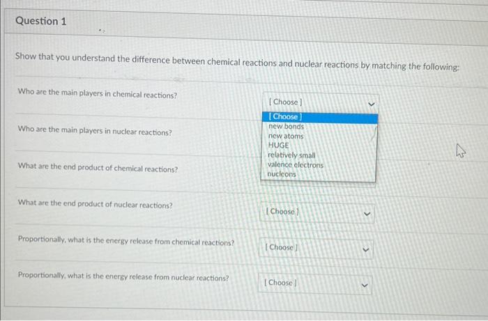 Solved the drop down shows all of the possible answers for | Chegg.com