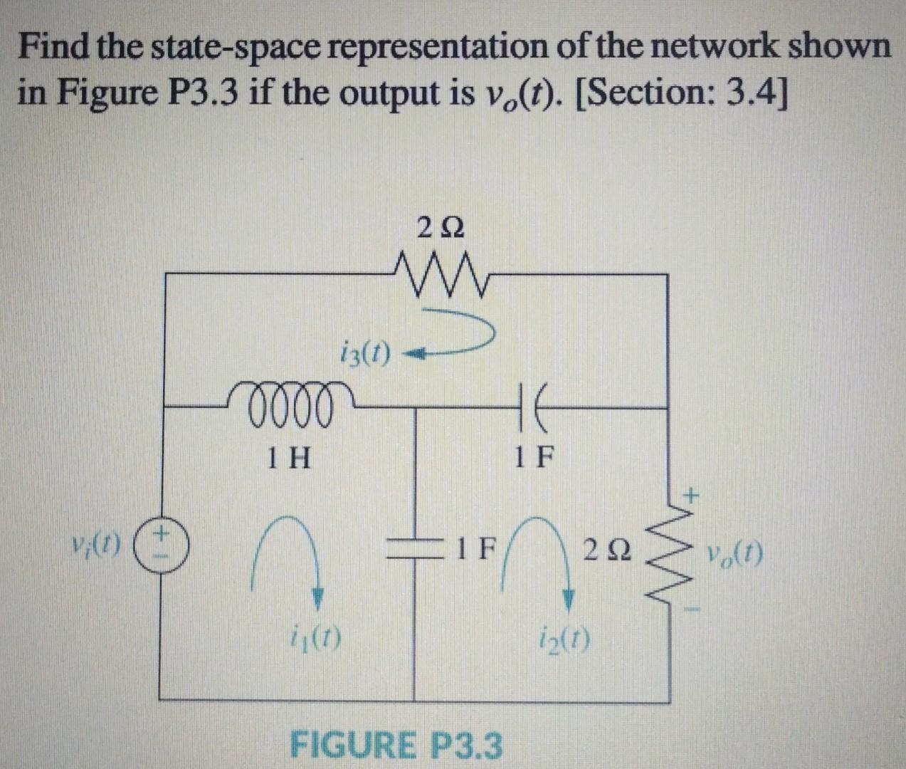 Solved Find the state-space representation of the network | Chegg.com