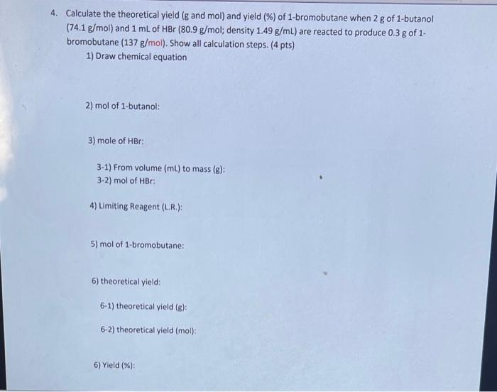 Solved Calculate the theoretical yield ( g and mol) and | Chegg.com