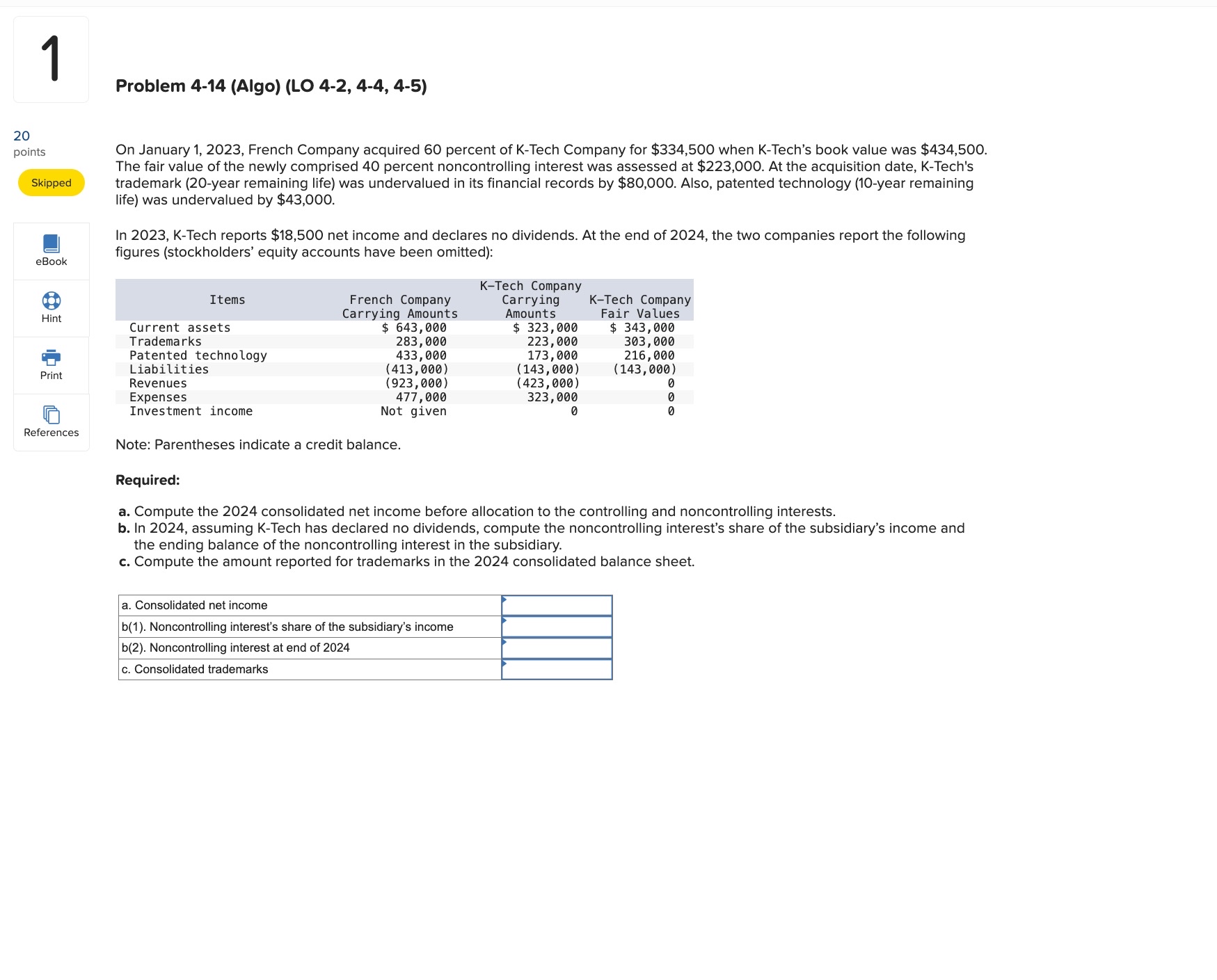 Solved 1Problem 4-14 (Algo) (LO | Chegg.com