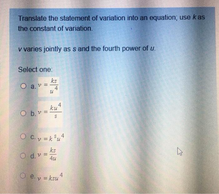 Solved Translate the statement of variation into an | Chegg.com