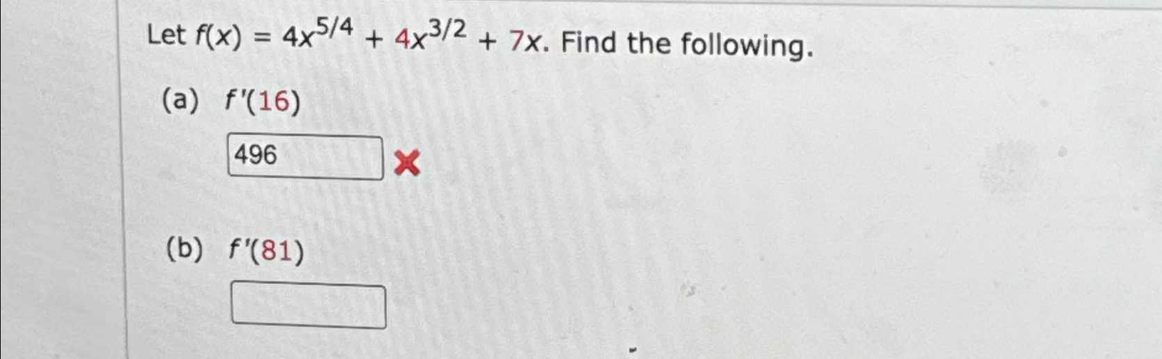 Solved Let f(x)=4x54+4x32+7x. ﻿Find the | Chegg.com