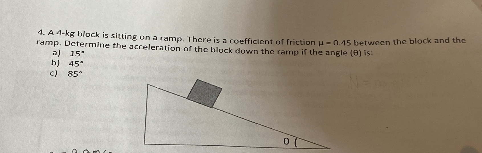 Solved A 4-kg block is sitting on a ramp. There is a | Chegg.com