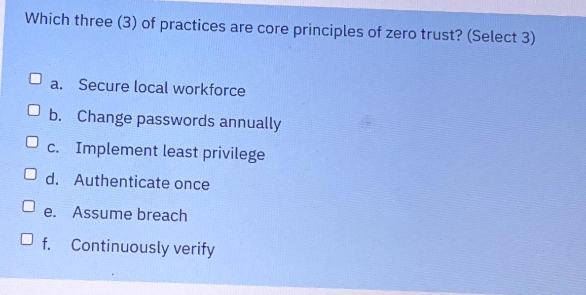 Solved Which three (3) ﻿of practices are core principles of | Chegg.com