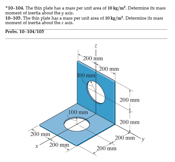 Solved *10-104. ﻿The thin plate has a mass per unit area | Chegg.com