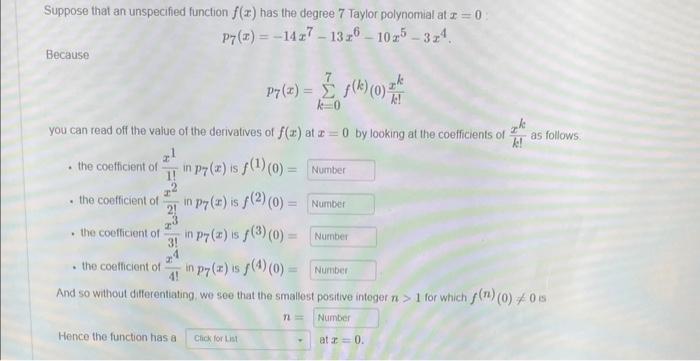 Solved Suppose that an unspecified function f(x) has the | Chegg.com