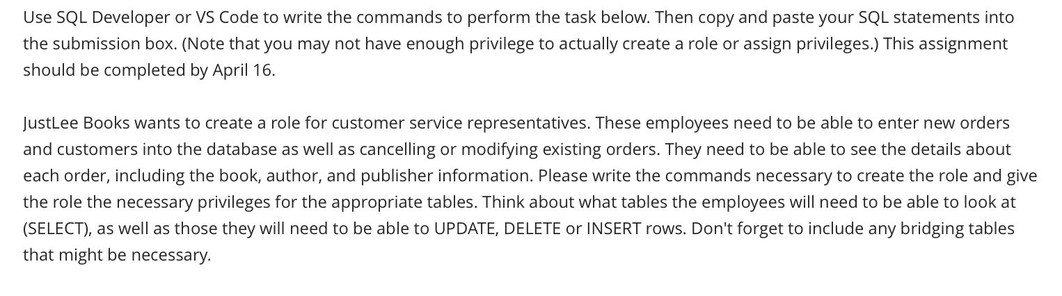 Solved Use SQL Developer or VS Code to write the commands to | Chegg.com