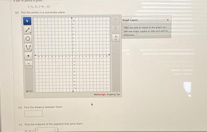 Solved A pair of points is graphed. (a) Find the distance | Chegg.com