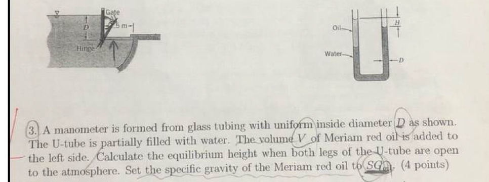 Solved A manometer is formed from glass tubing with uniform | Chegg.com