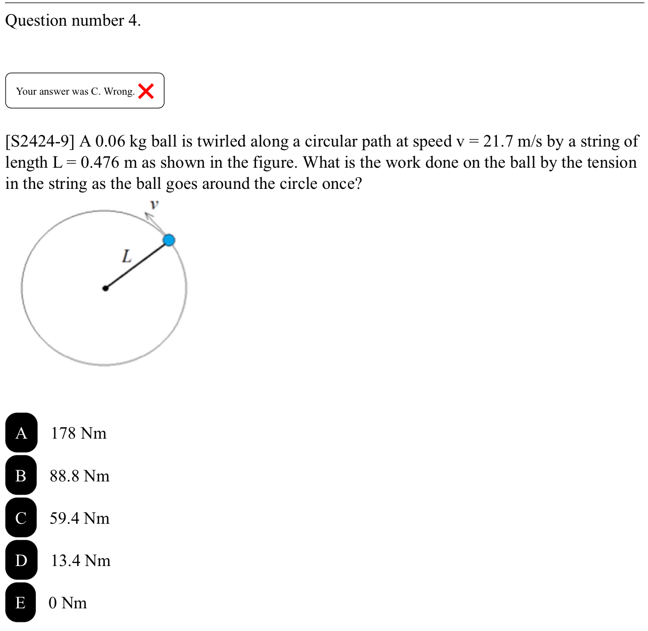 Solved Question number 4.[S2424-9] ﻿A 0.06kg ﻿ball is | Chegg.com