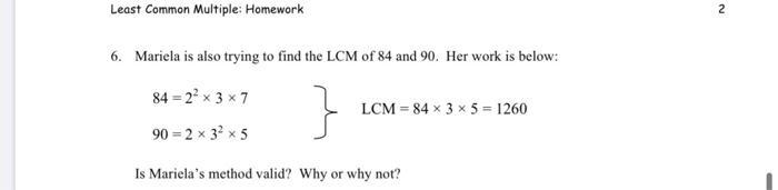 Solved Least Common Multiple: Homework 6. Mariela is also | Chegg.com