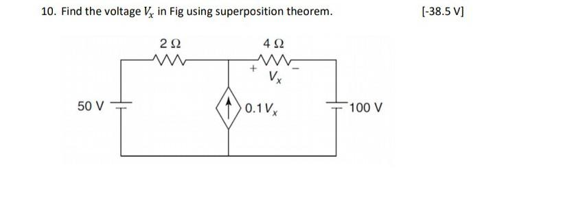 Solved 8. Find the voltage Vx in the network shown in Fig. | Chegg.com